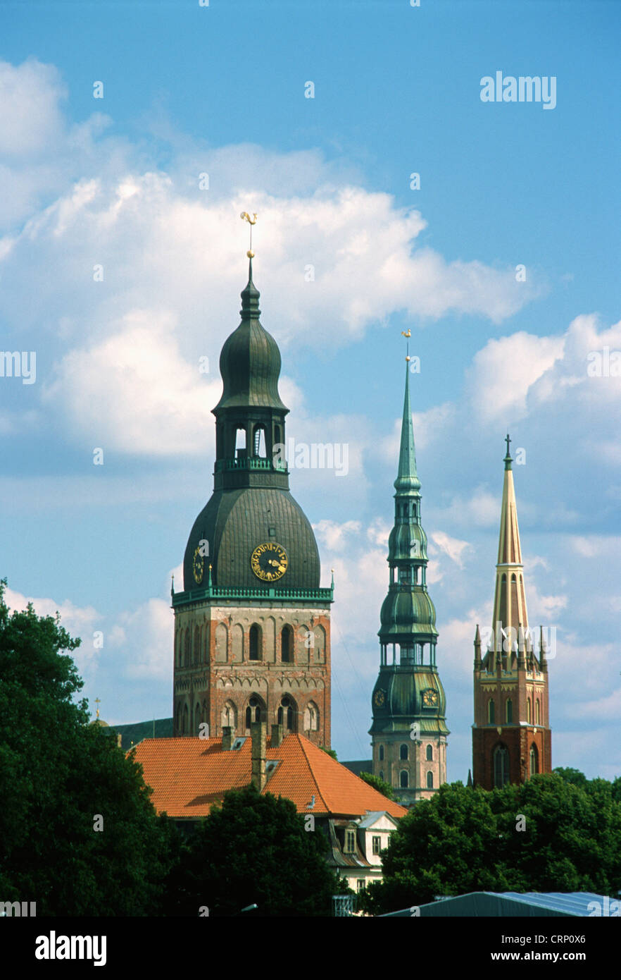 Latvia, Riga, church spires, skyline Stock Photo - Alamy