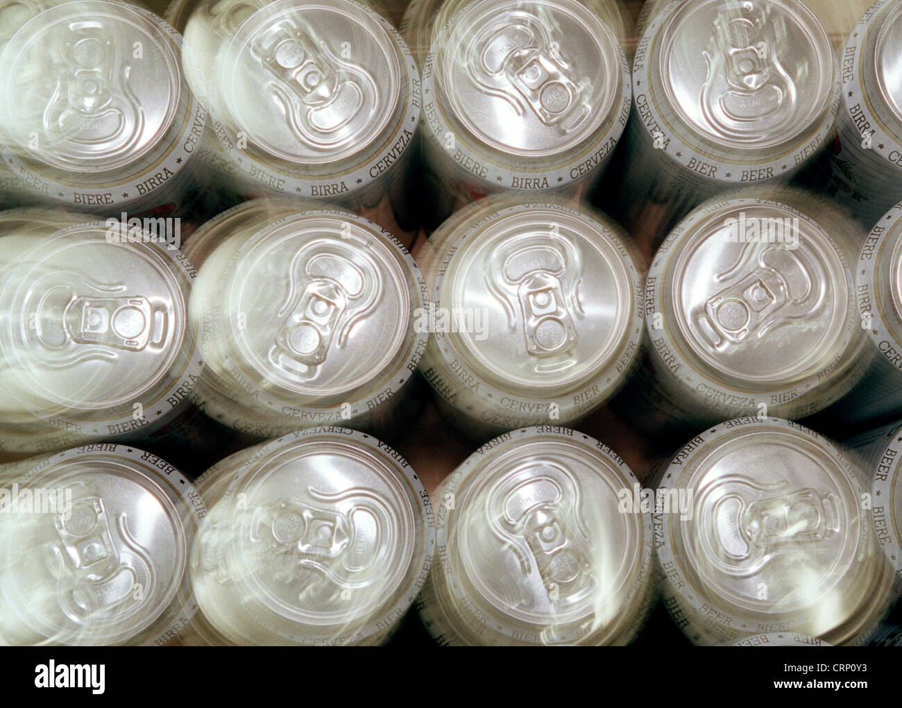Look at beer cans from above Stock Photo - Alamy