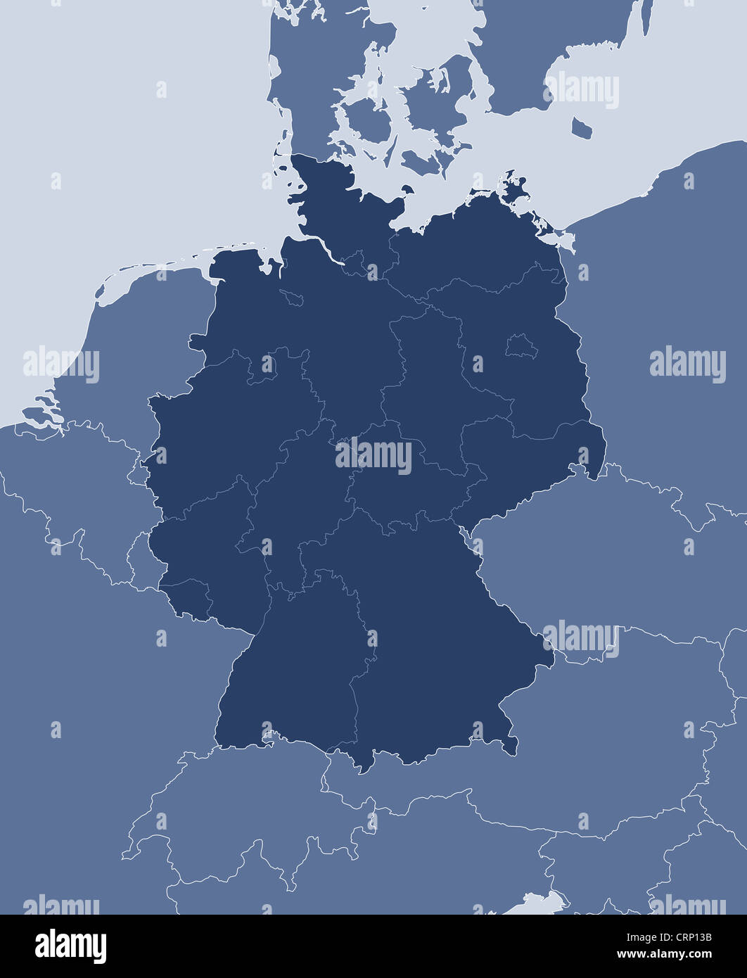 Political map of Germany with the several states Stock Photo - Alamy