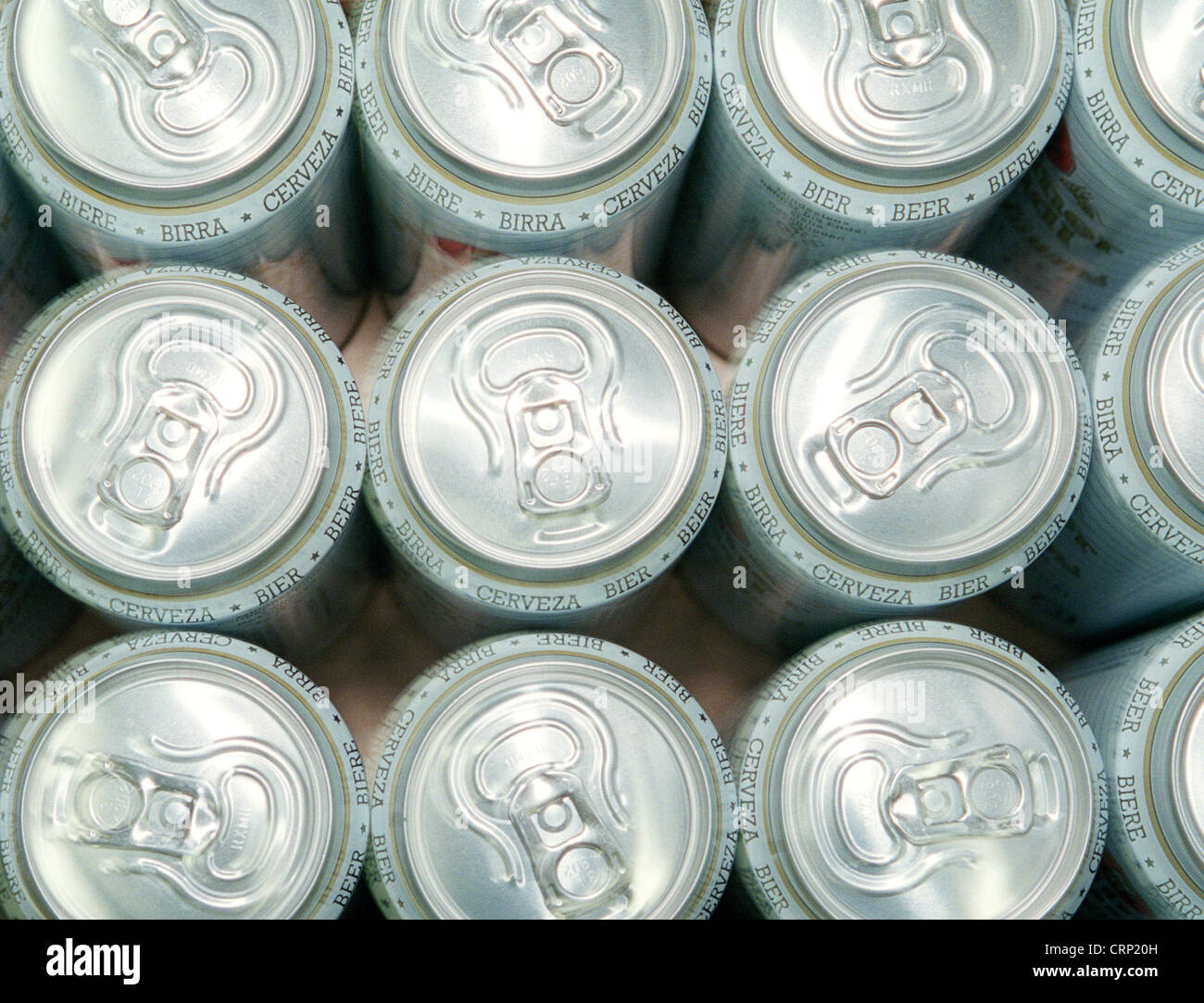 Look at beer cans from above Stock Photo - Alamy
