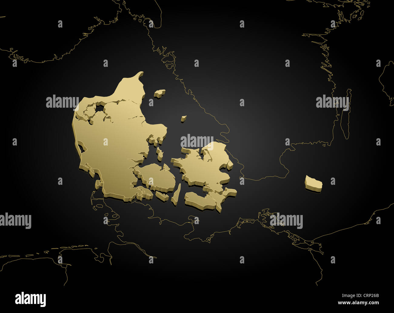 Political map of Danmark with the several regions Stock Photo - Alamy
