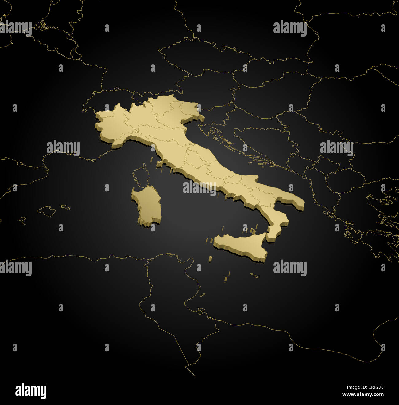 Political map of Italy with the several regions Stock Photo - Alamy