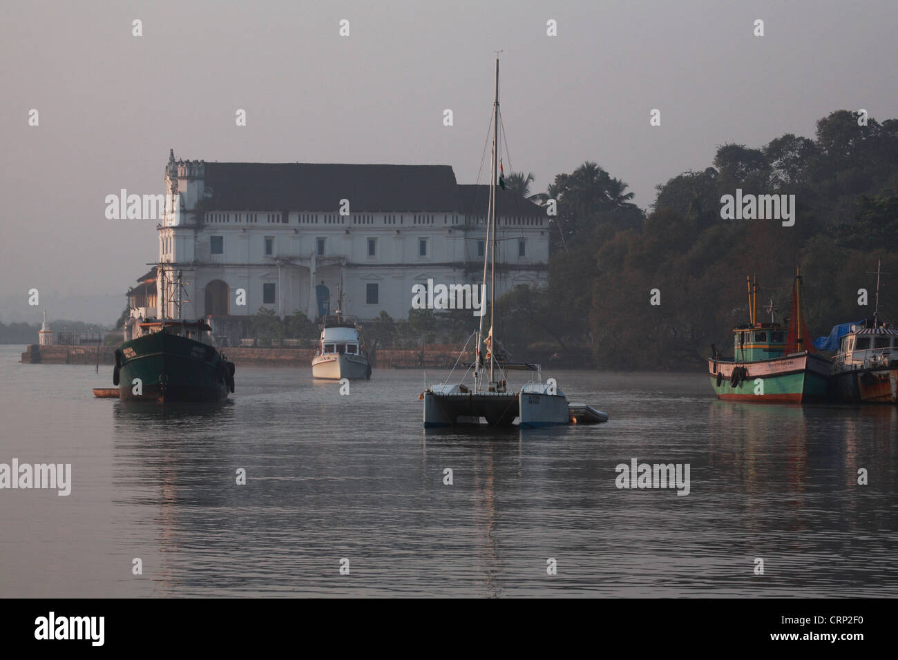 Britona Church and jetty, Goa, India Stock Photo - Alamy
