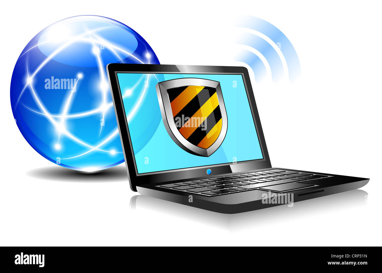 Internet Protection Shield antivirus laptop Stock Photo - Alamy