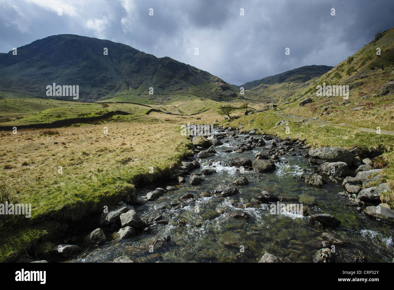 View of upland river feeding into Haweswater Reservoir, Mardale Beck ...