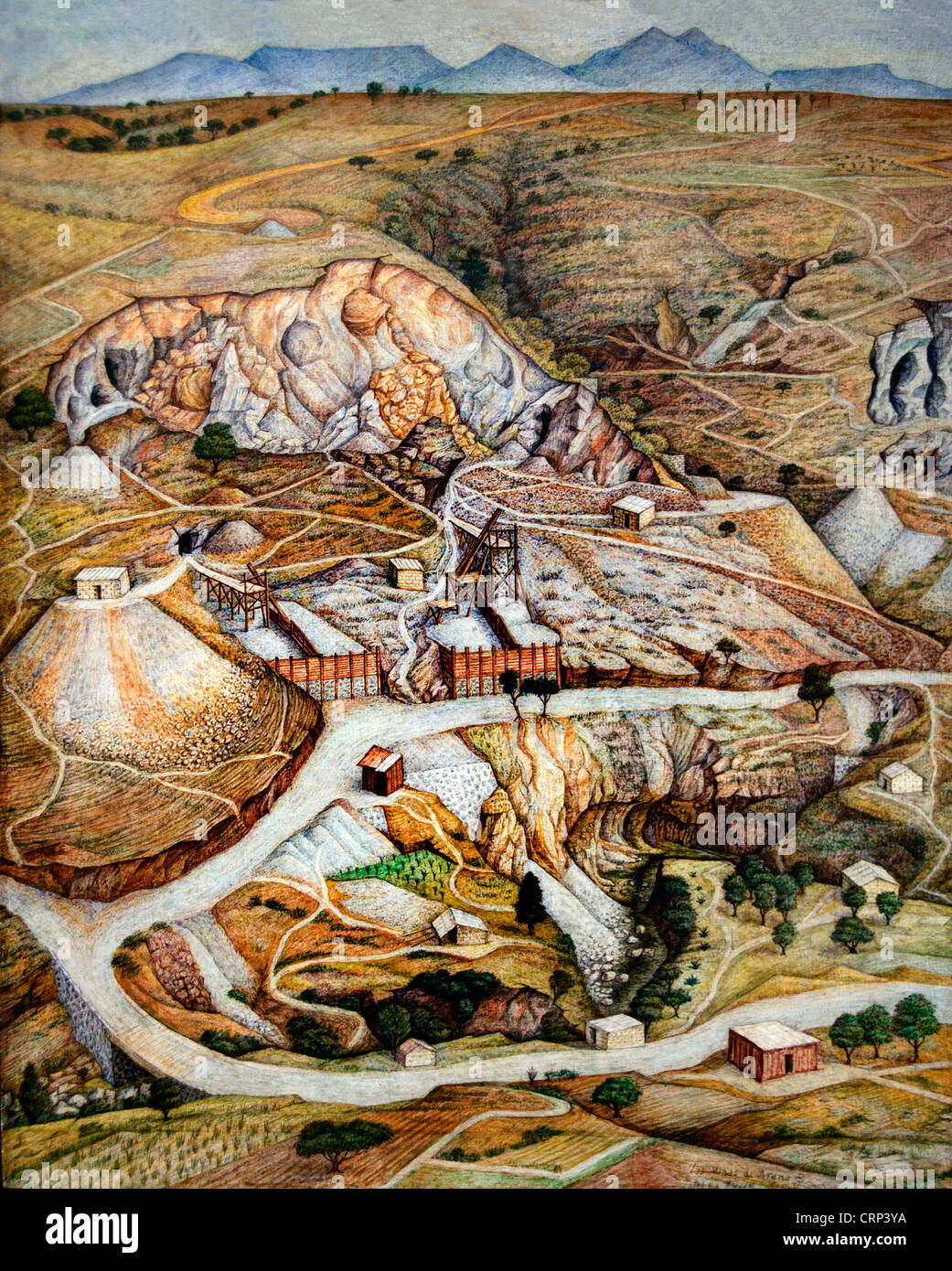 The Sand Mines of Tetelpa 1942 Juan O'Gorman Mexican Mexico Stock Photo ...