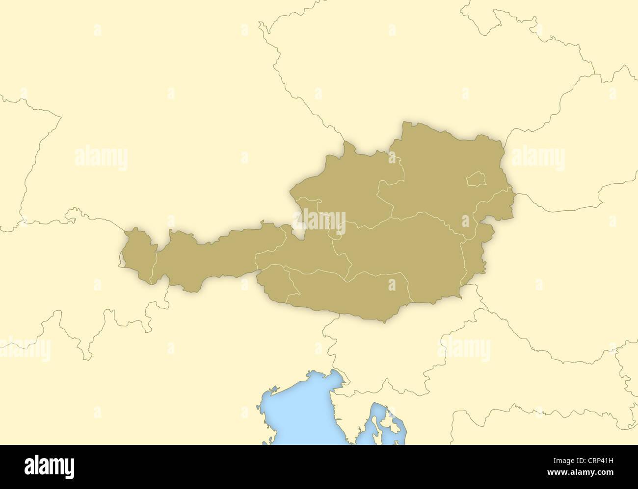 Political map of Austria with the several states Stock Photo - Alamy