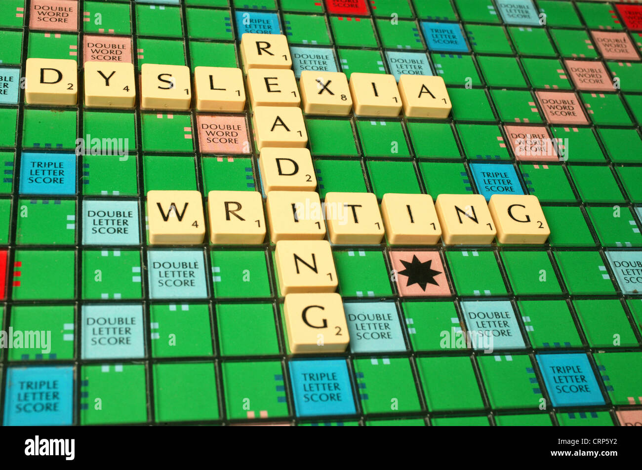 The words, 'dyslexia,' 'reading' and 'writing' are spelled out using ...