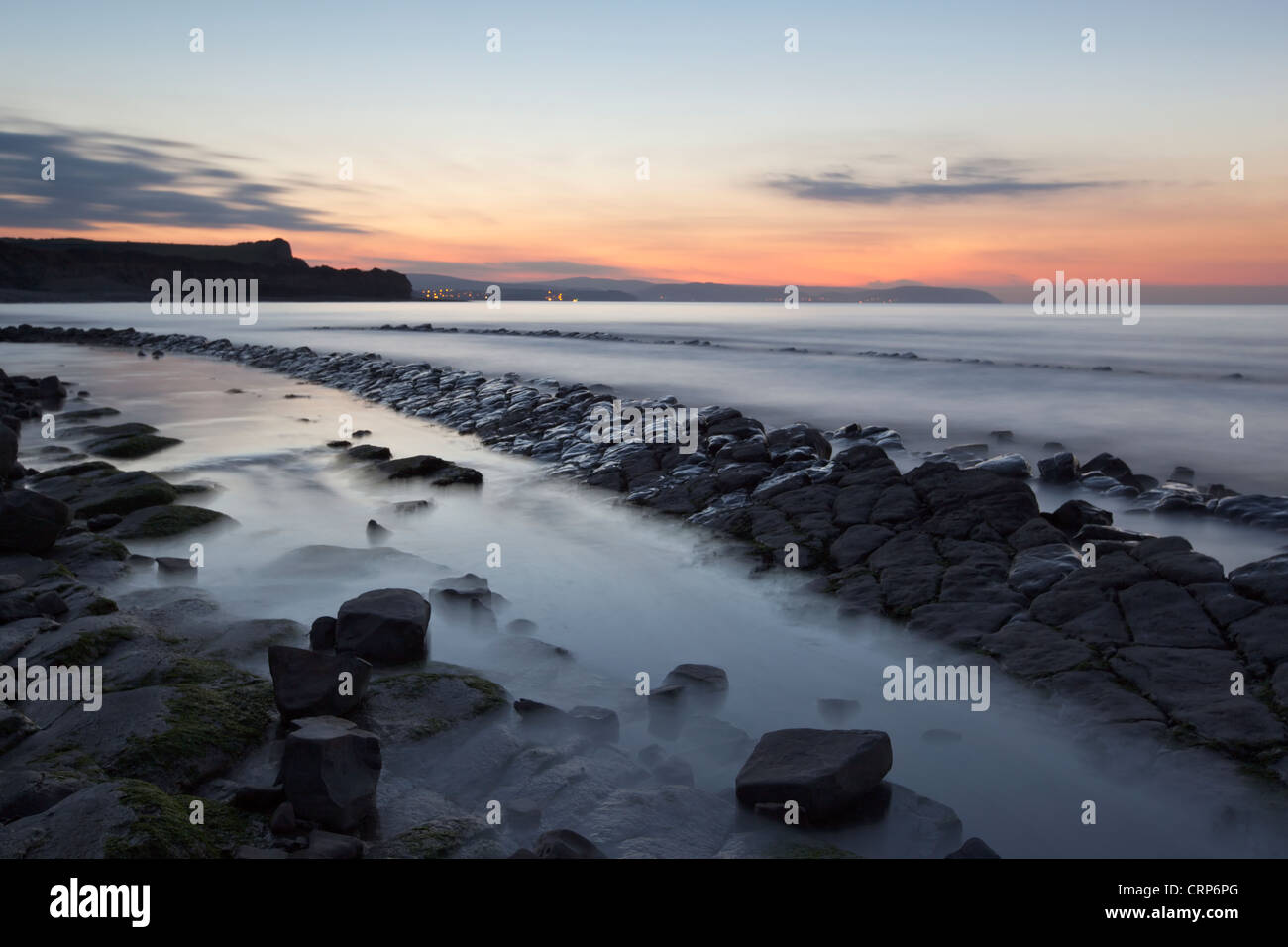Kilve beach at the bottom of the Quantocks at sunset Stock Photo - Alamy