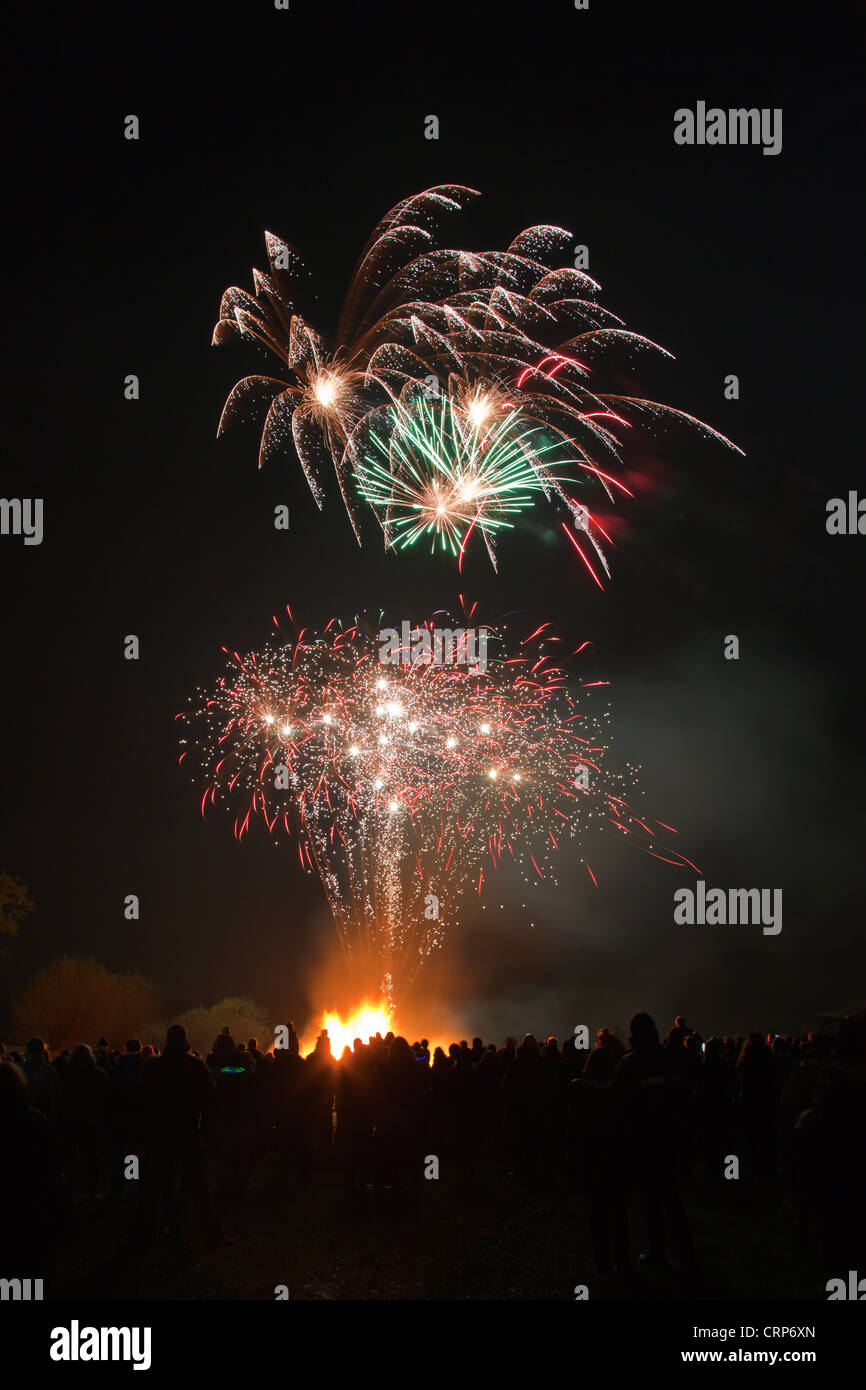Crowds enjoying the annual bonfire night fireworks display at Hatch ...