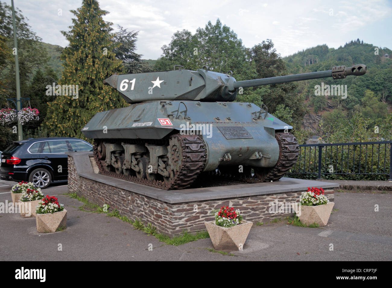 A British Achilles tank destroyer Mk 10 tank on display in Roche en ...