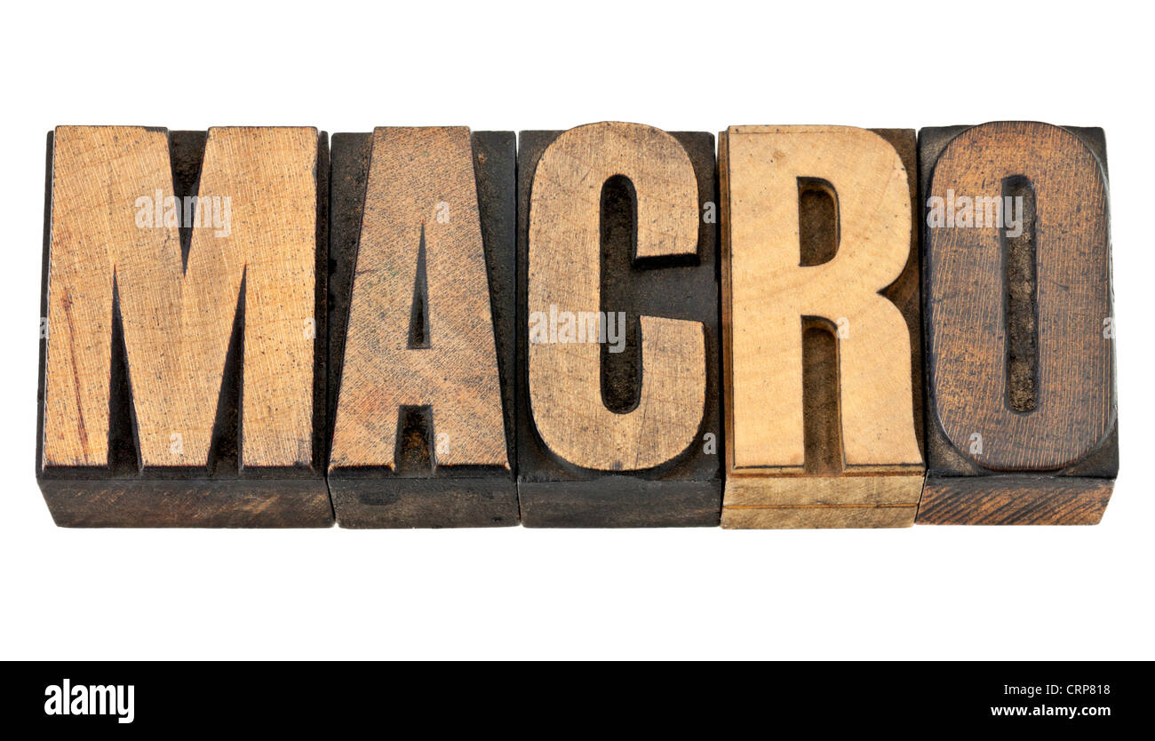 macro word - a very large scale concept - isolated text in vintage ...