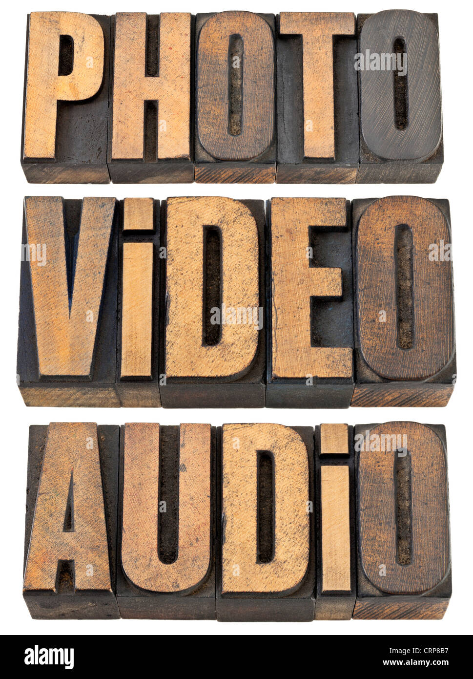 photo, video, audio words - multimedia concept - a collage of isolated ...