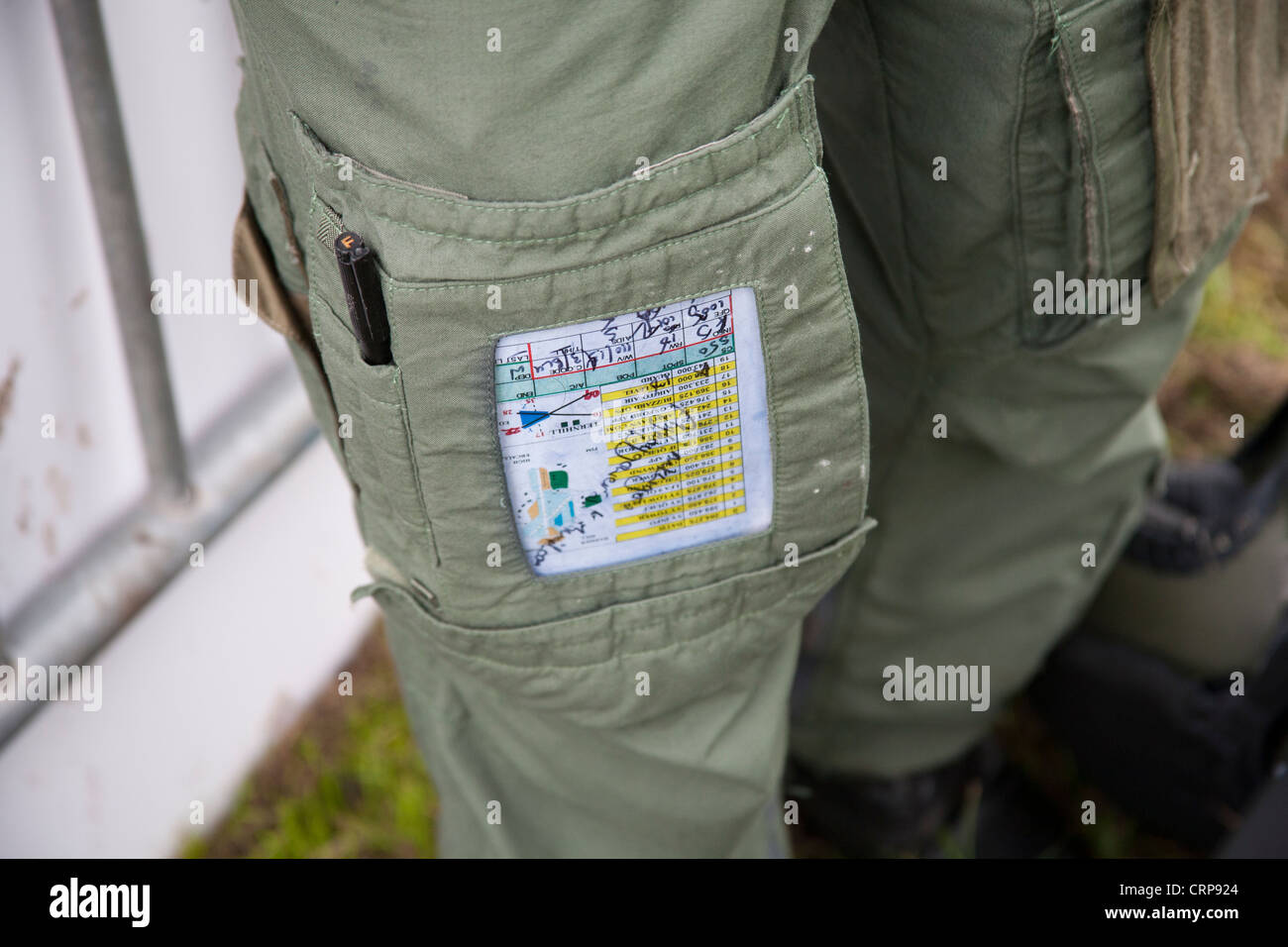 Pilots route map in the knee of his flight pants Stock Photo - Alamy