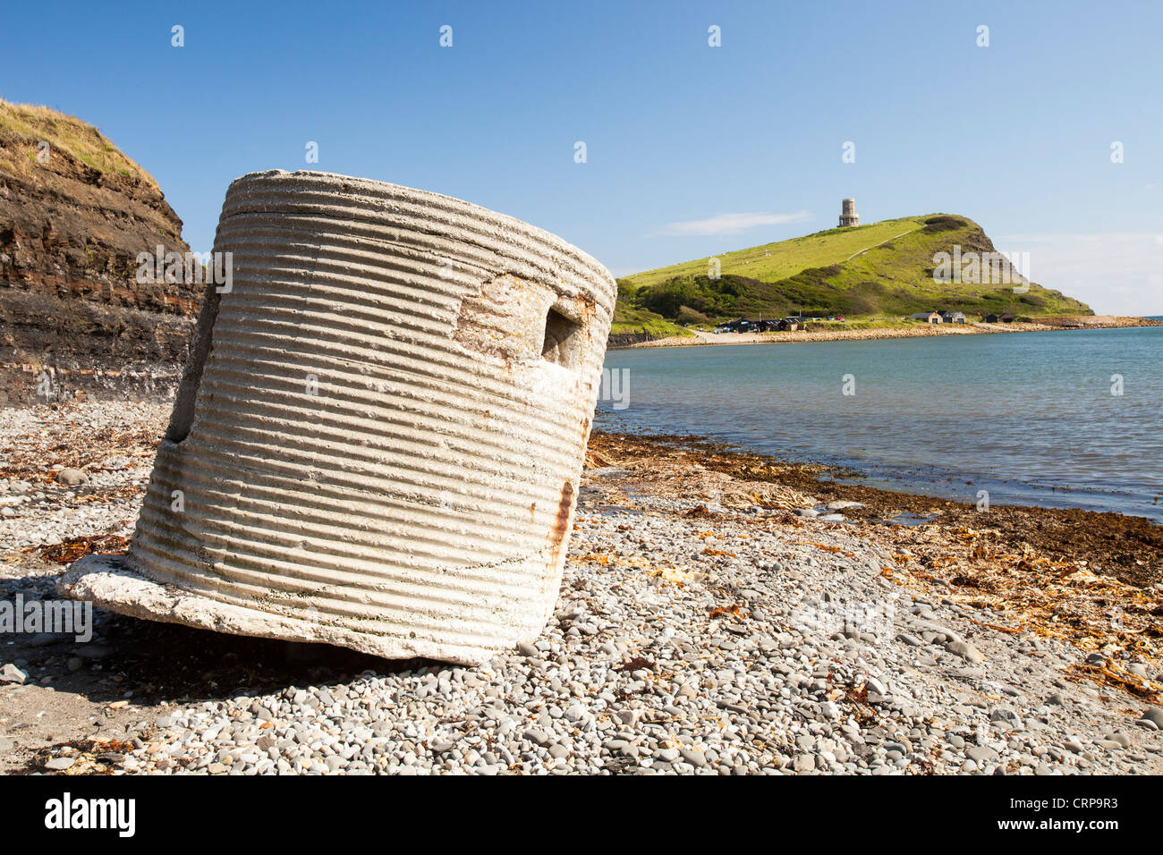 An old 2nd World war pill box on the beach at Kimmeridge Bay, Dorset ...