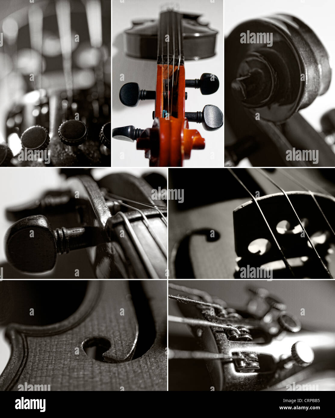 old violin close-up collage Stock Photo - Alamy