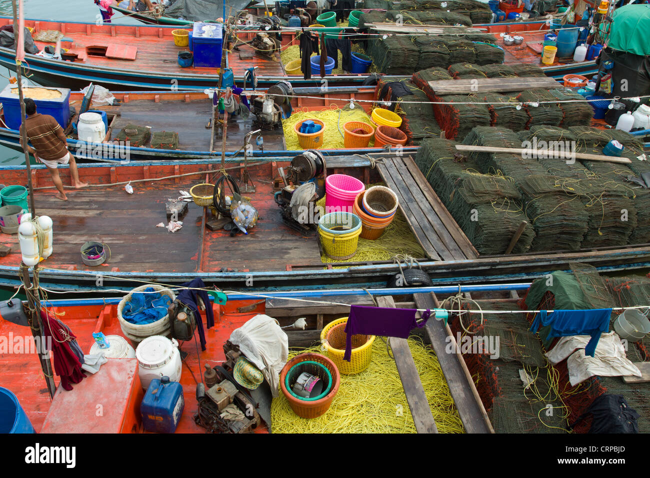 Burmese colorful fishing boats at Thetsaban Na Thon port, Ko Samui ...