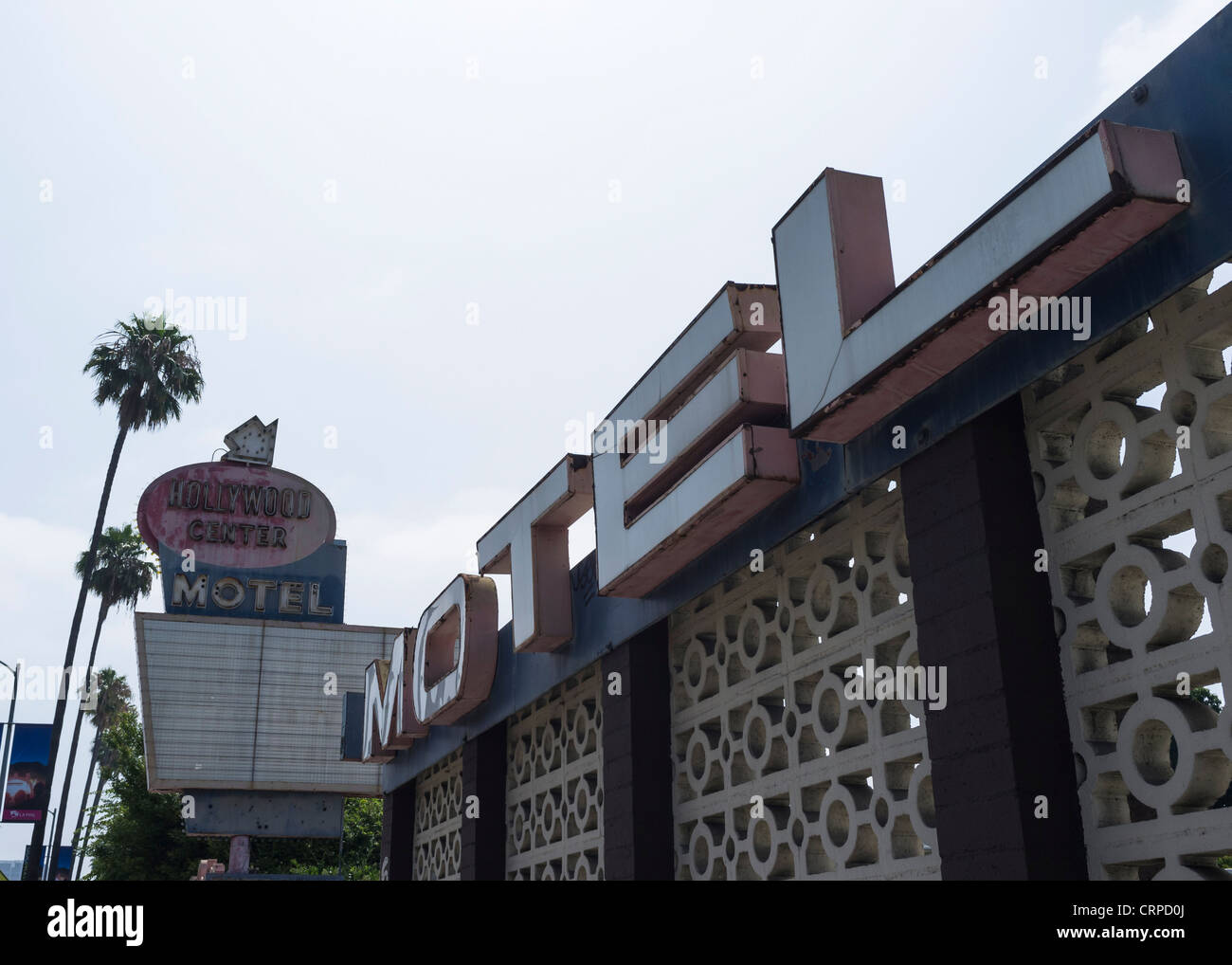 Run down entrance sign to an old motel on Hollywood Blvd Stock Photo ...