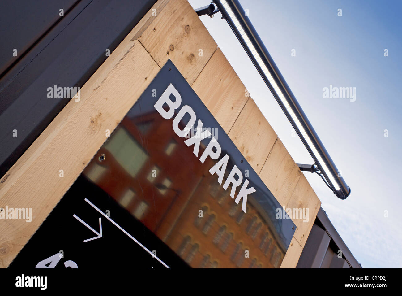 Boxpark in Shoreditch, a pop-up shopping mall formed from shipping ...