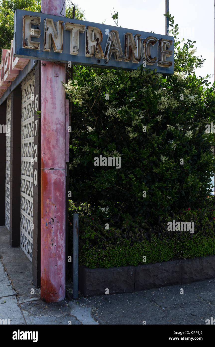 Run down entrance sign to an old motel on Hollywood Blvd Stock Photo ...