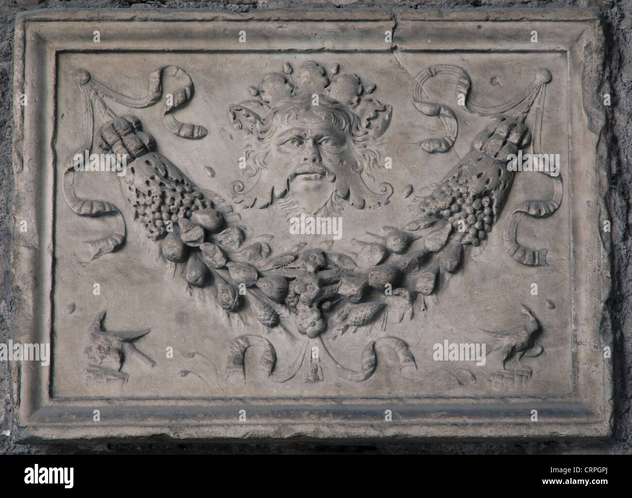 Ornate plaque of the green man and garland, Pantheon detail, Rome Stock ...