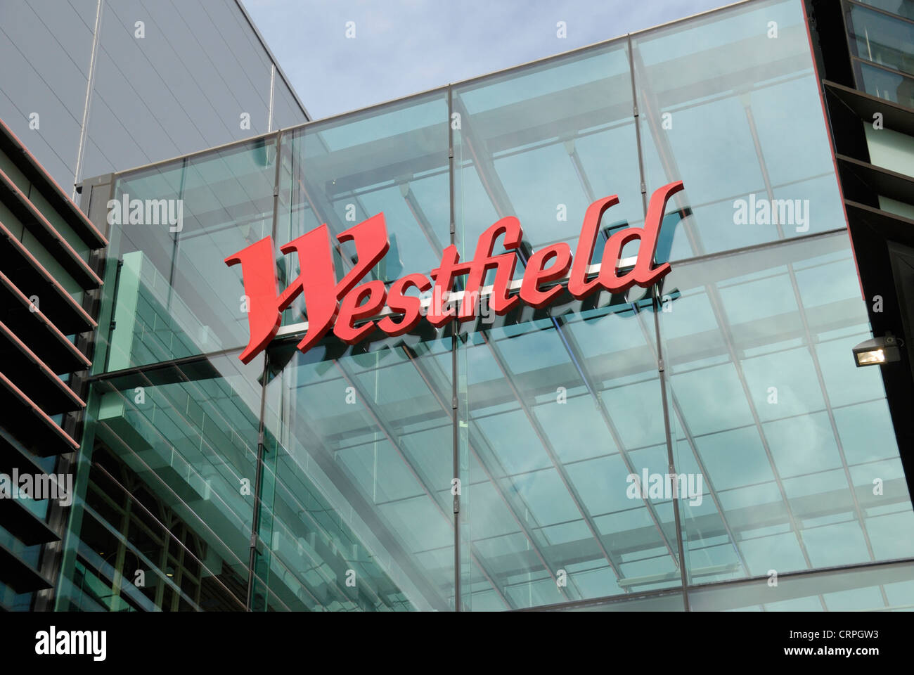 Westfield Stratford City shopping centre sign on the outside of the ...