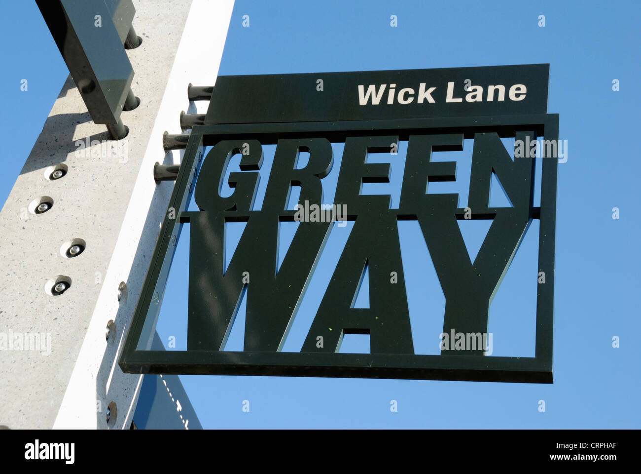 Greenway footpath and cycleway sign at Wick Lane in Bow Stock Photo - Alamy
