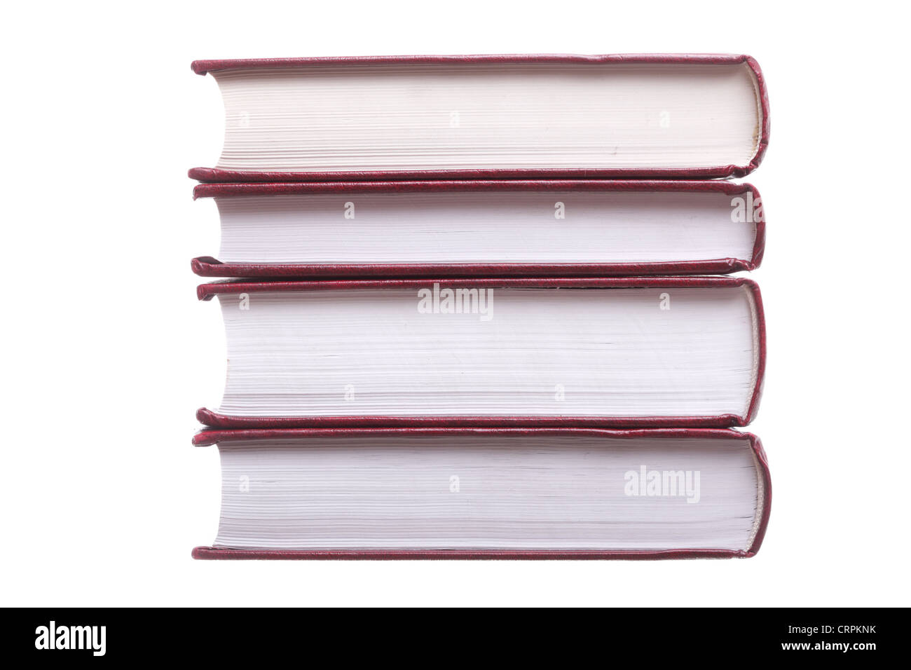 Isolated on white stack red book library object Stock Photo - Alamy