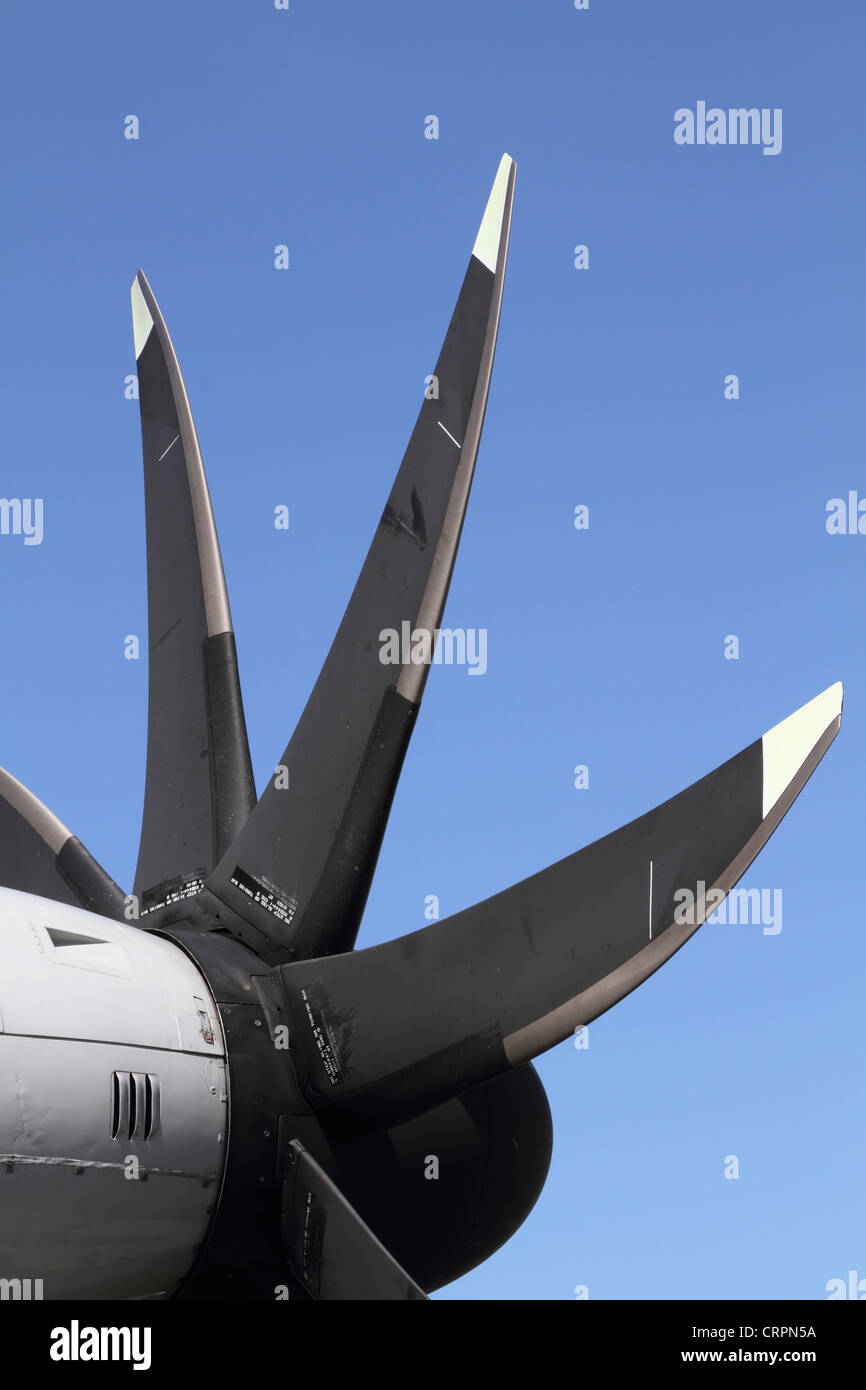 Close-up of the propeller on an E-2C Hawkeye US Navy airplane used as ...