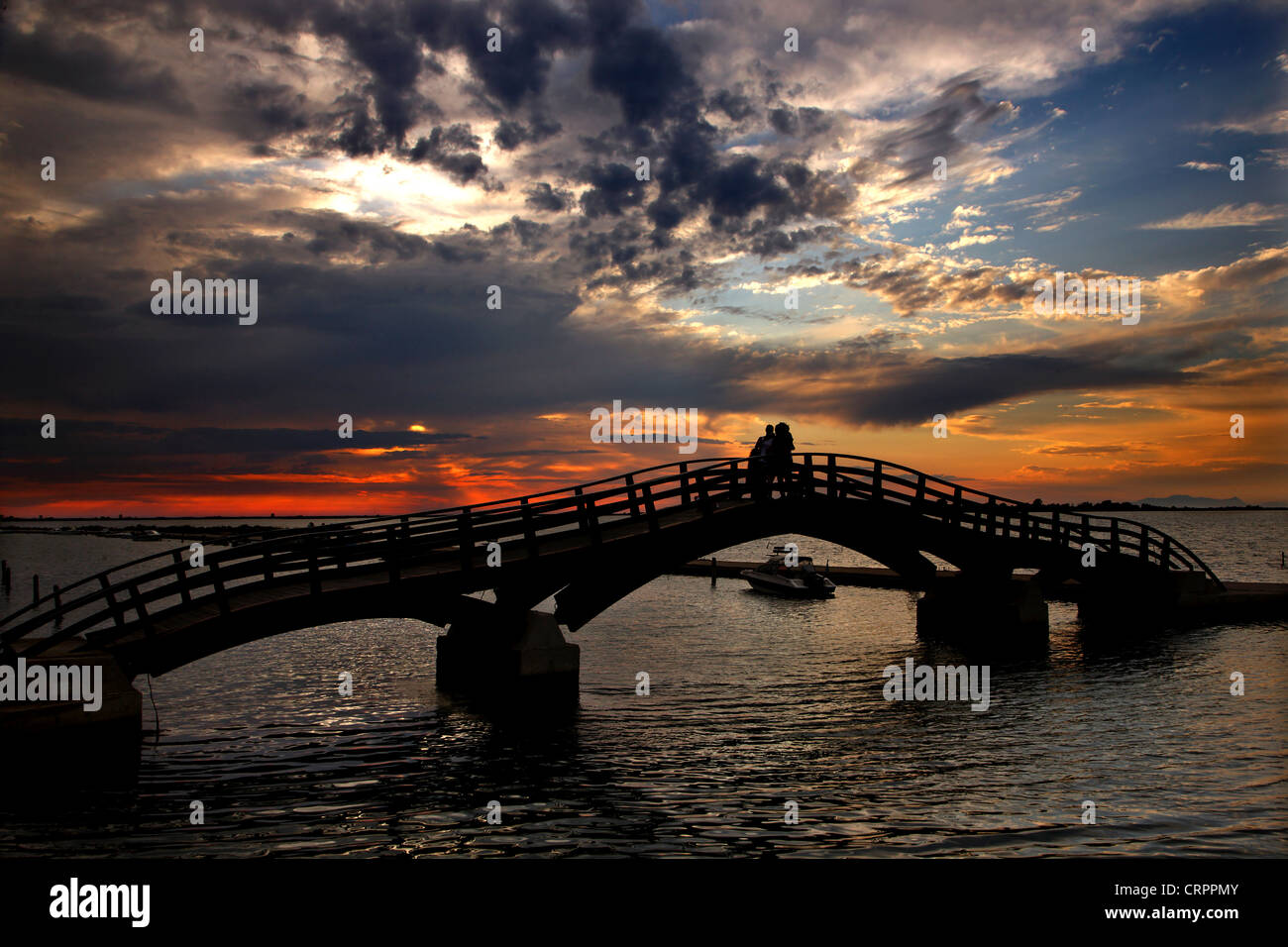 Sunset at Lefkas (Lefkada) town, at the small marina for the fishing ...