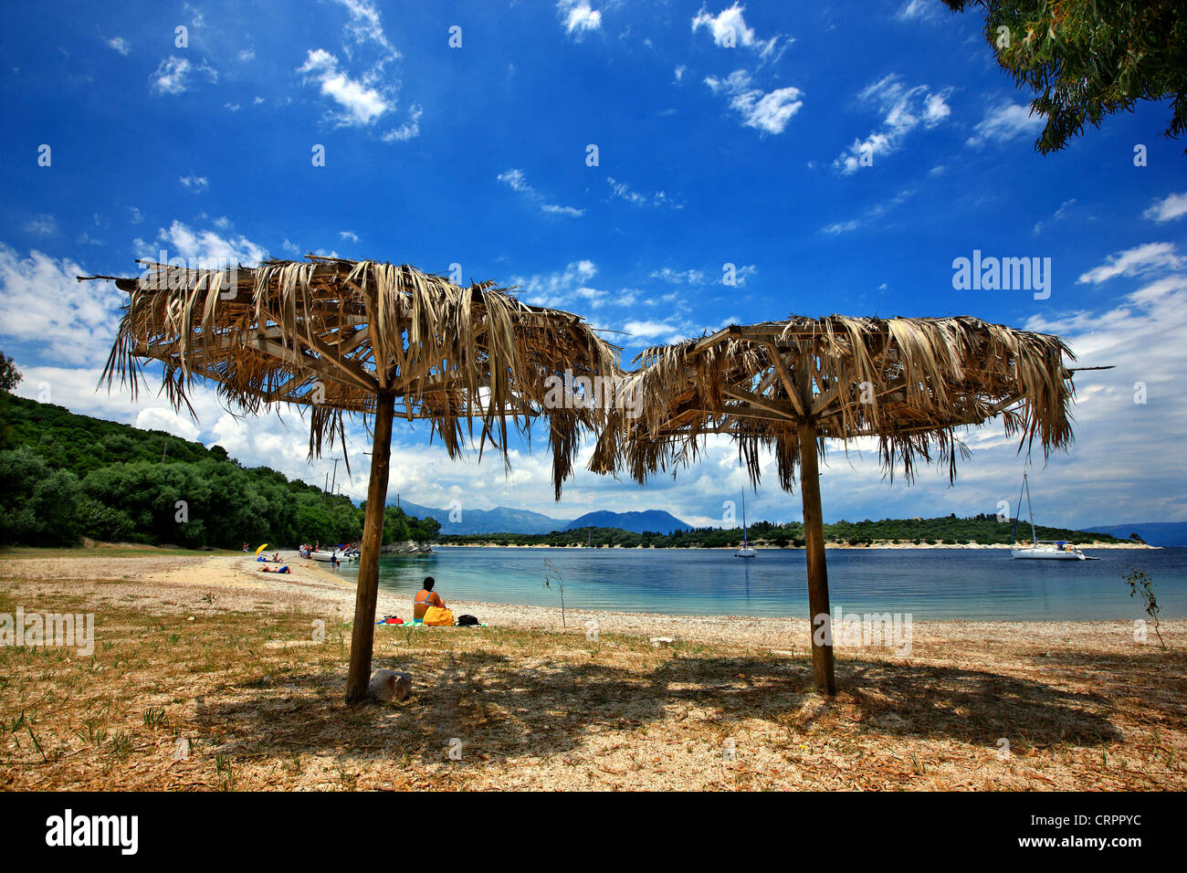 Fanari (or "Pasoumaki") beach at Meganisi island (Lefkada prefecture ...