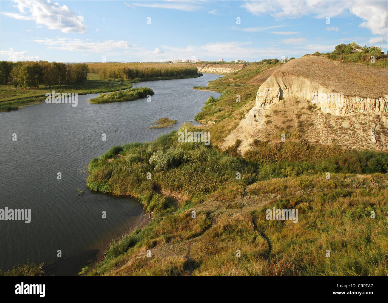 Ishim River, Nothern Kazakhstan, blue sky and clouds Stock Photo - Alamy
