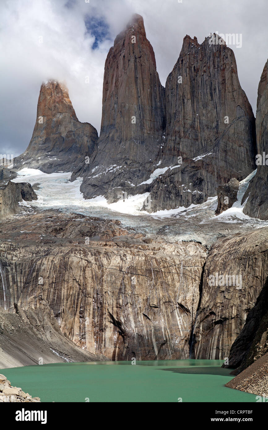 The trio of peaks known as Las Torres, the towers that give the Torres ...