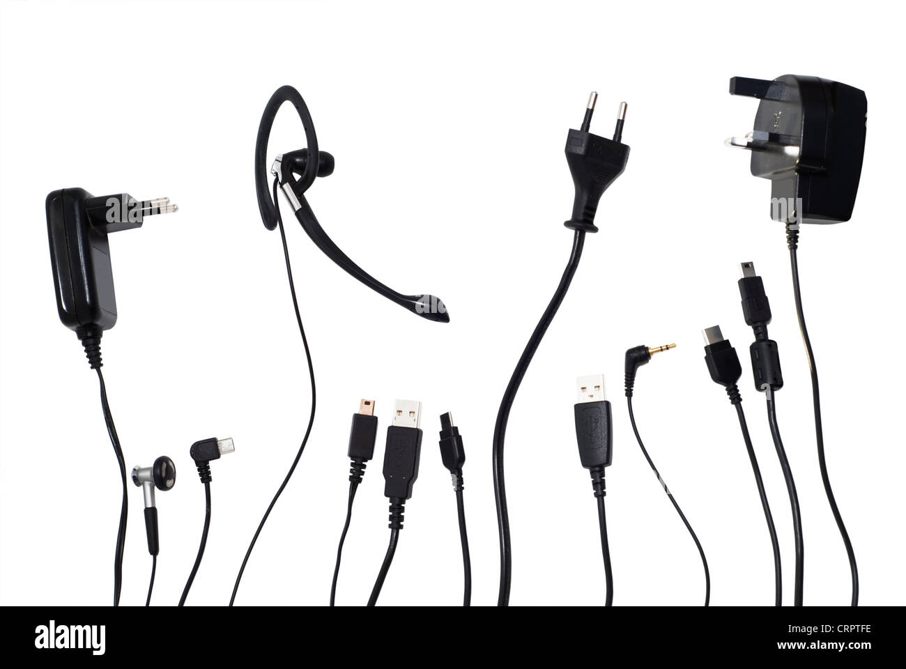 cords and cables isolated over white background Stock Photo - Alamy