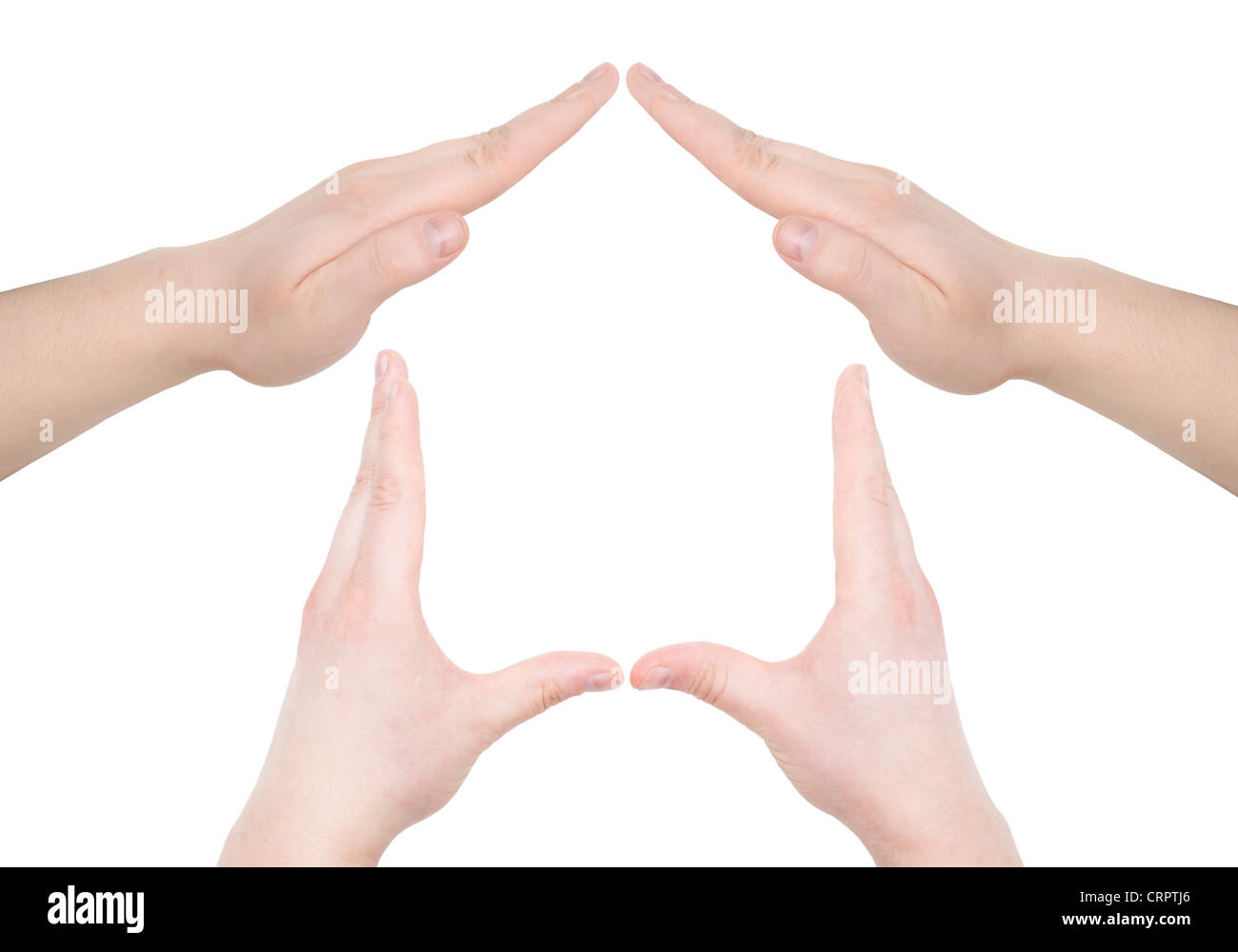 hand home symbol isolated over white background Stock Photo - Alamy