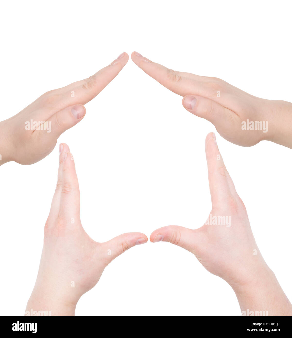 hand home gesture isolated over white background Stock Photo - Alamy