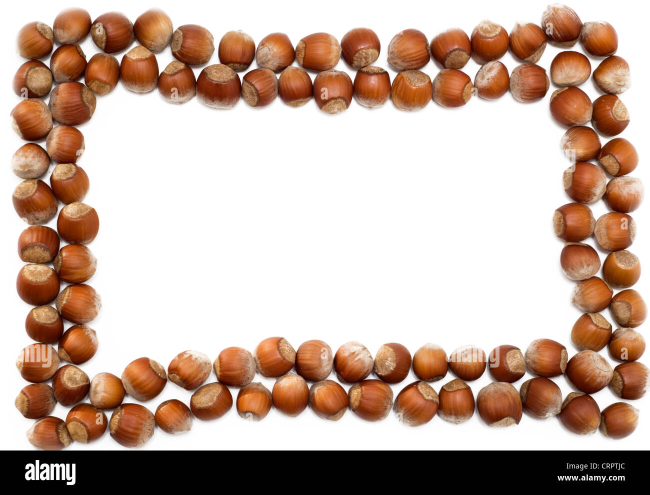 hazelnut frame over white background Stock Photo - Alamy
