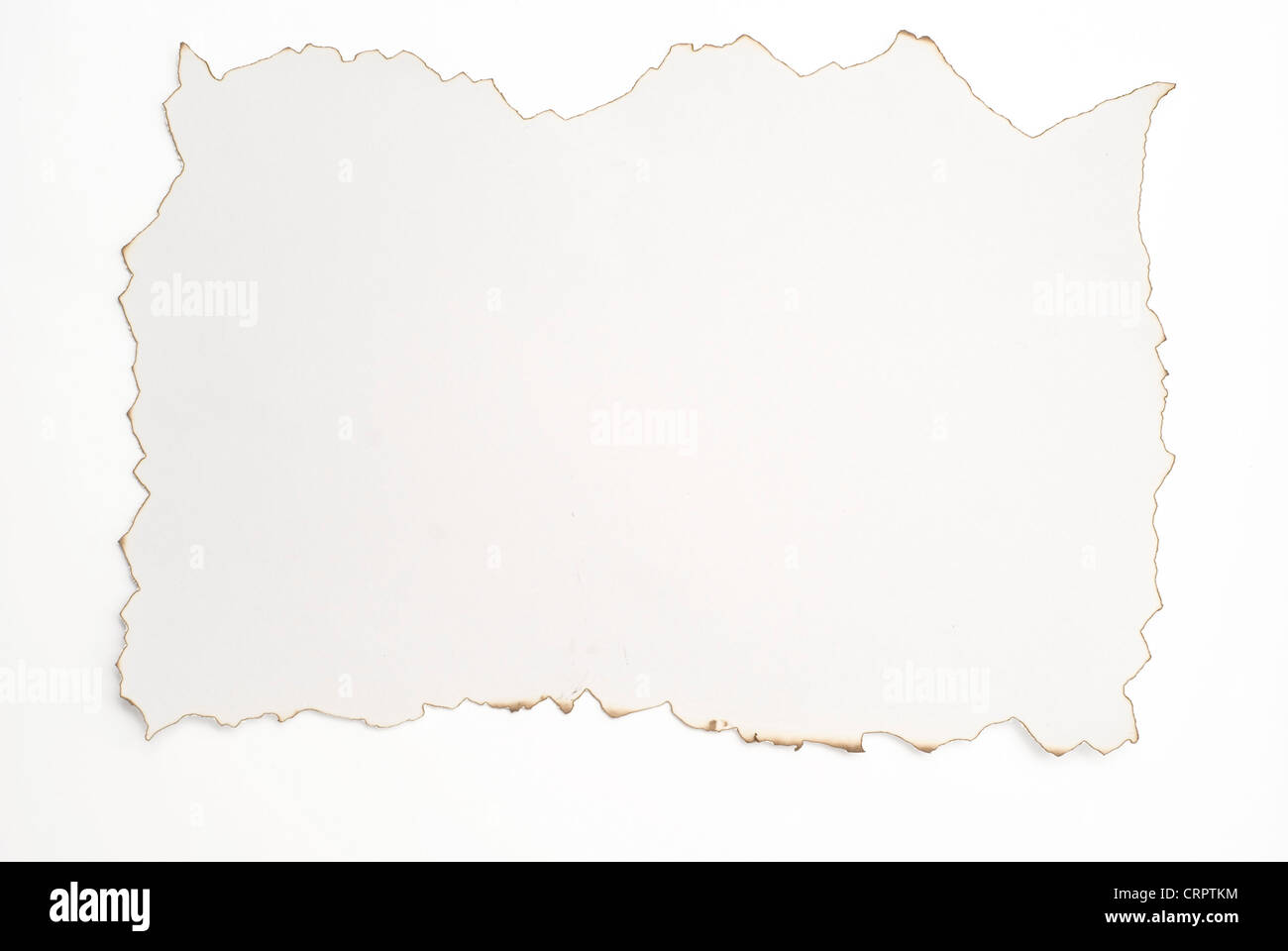 old burnt paper isolated over white background Stock Photo - Alamy