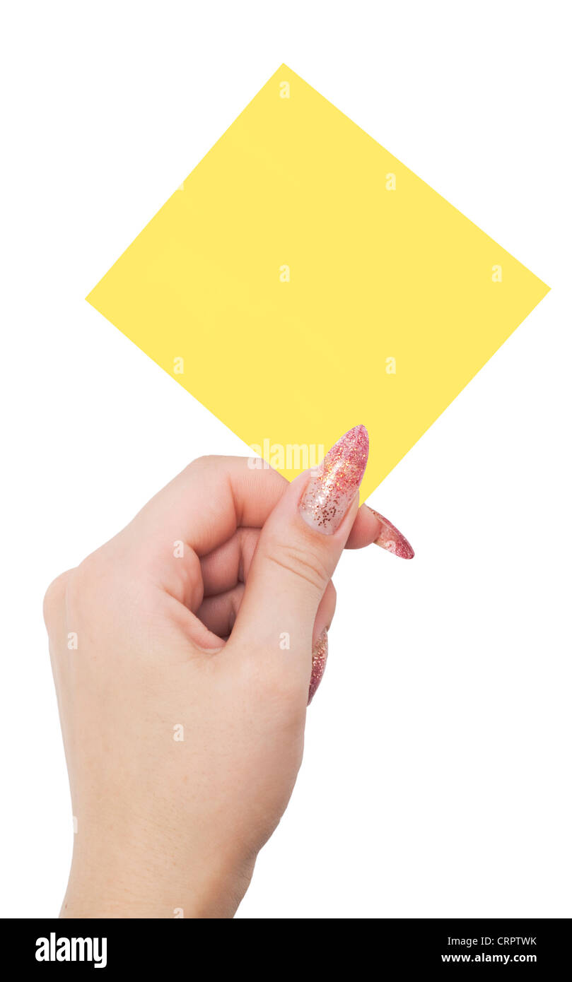 Woman writing post it note Cut Out Stock Images & Pictures - Alamy