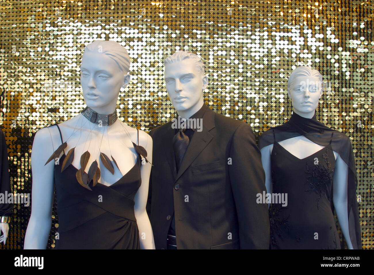 Mannequins in a black dress uniform Stock Photo - Alamy