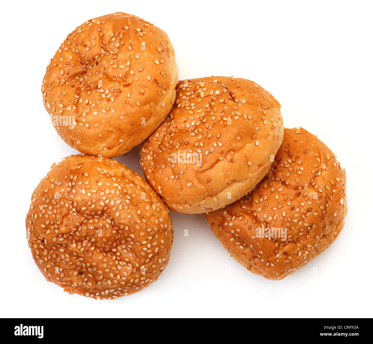 Heap Appetizing Buns with Sesame on white background Stock Photo - Alamy