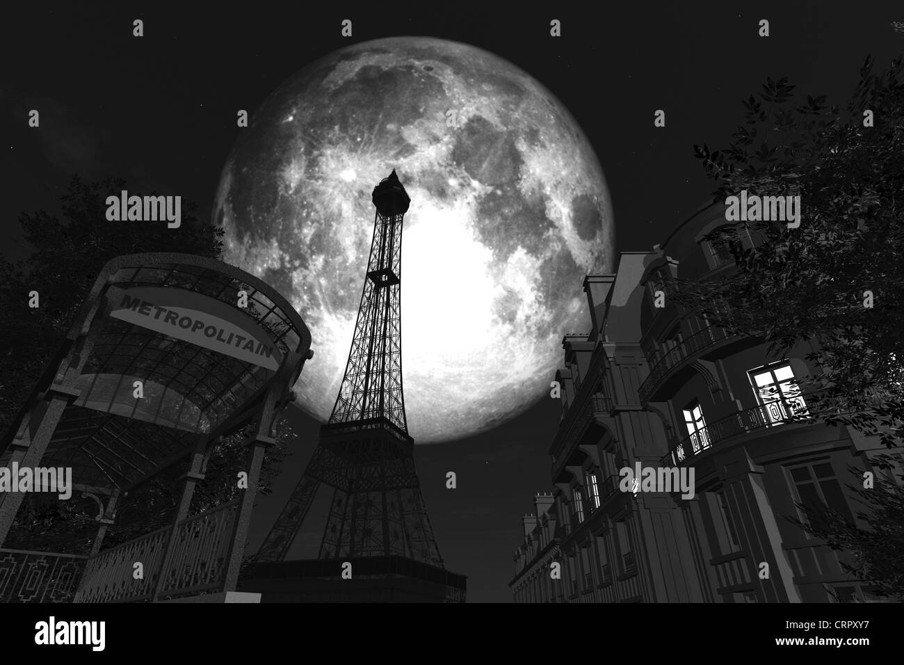 Eiffel Tower Full Moon Paris High Resolution Stock Photography and ...