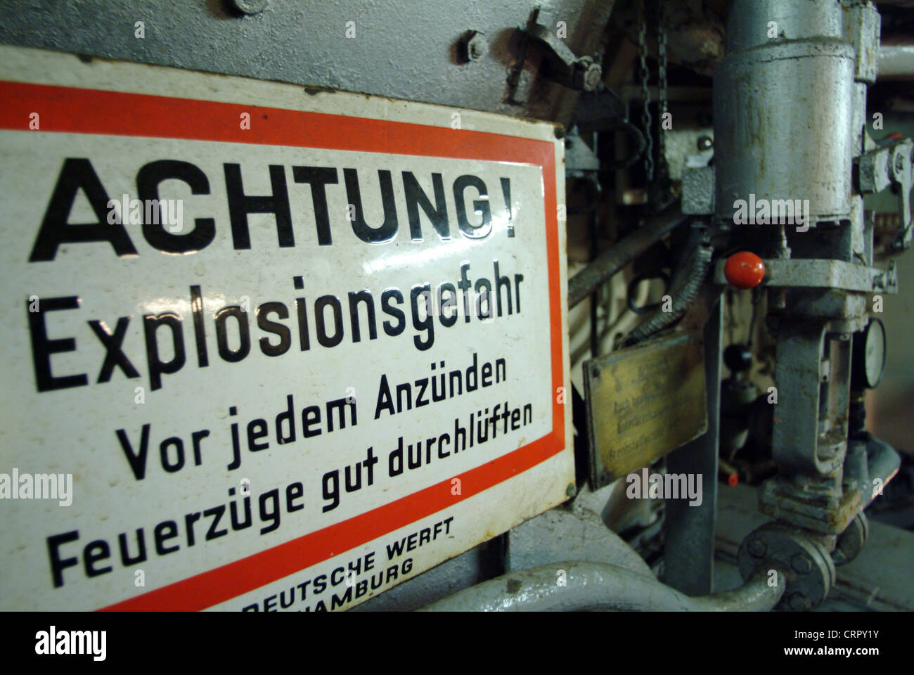 Warning sign in the engine room of the Cap San Diego Stock Photo - Alamy