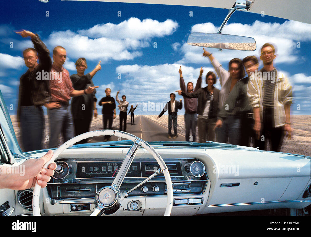 People on the sidewalk show the way Stock Photo - Alamy