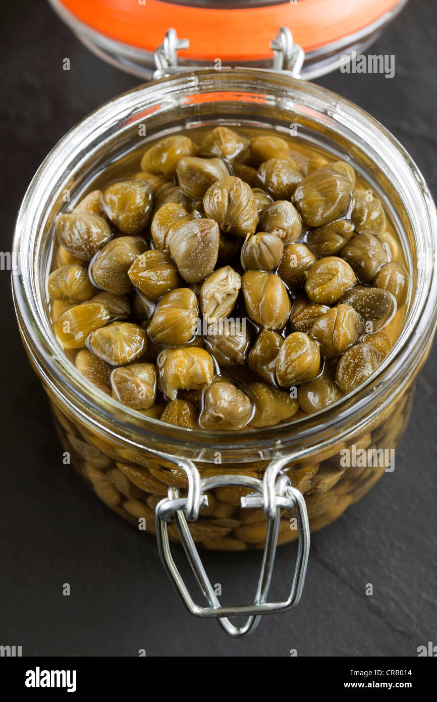 Capers in Glass Storage Jar Stock Photo - Alamy