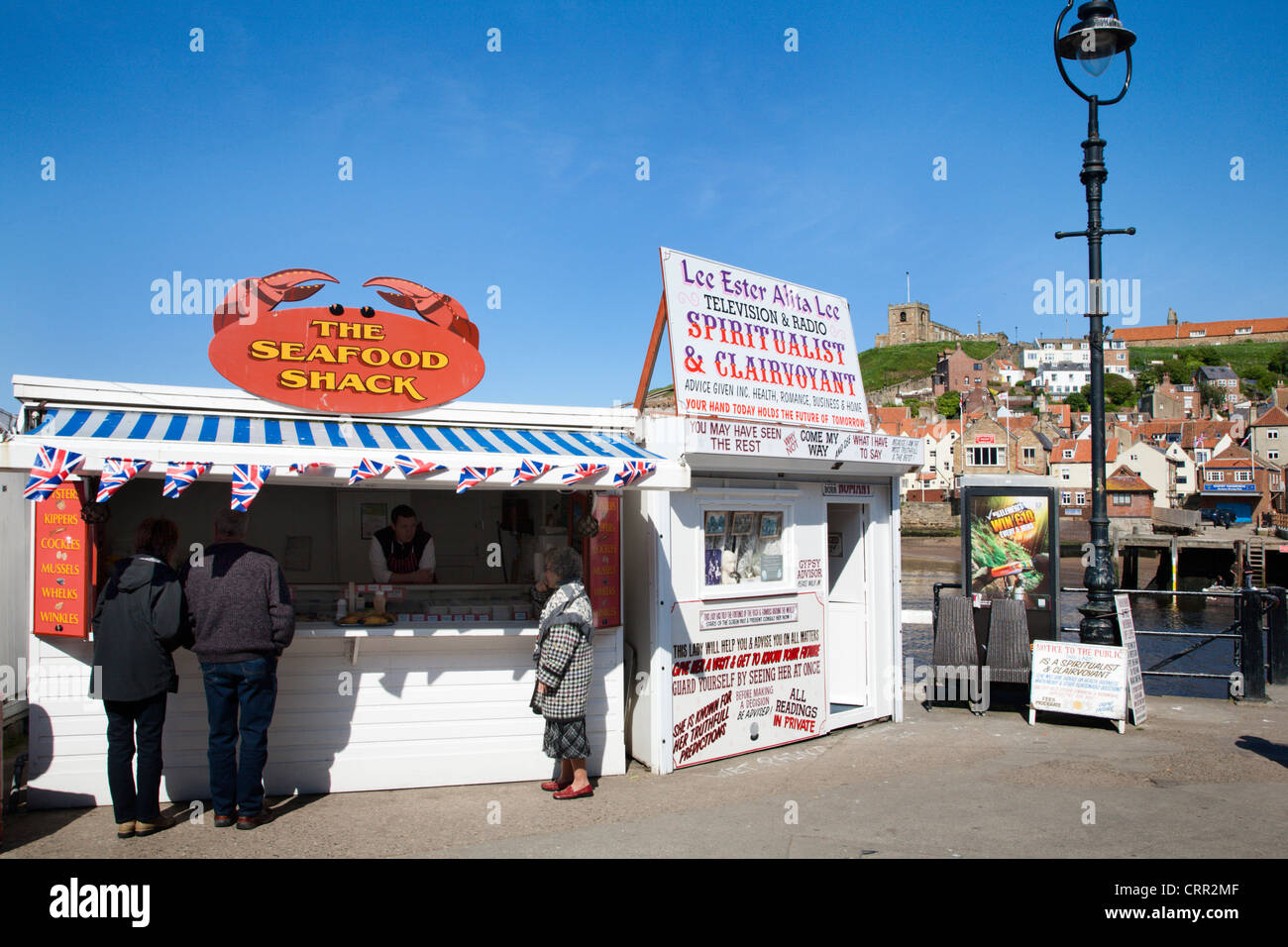 Seafood Stall on the Quayside in Whitby North Yorkshire England Stock ...