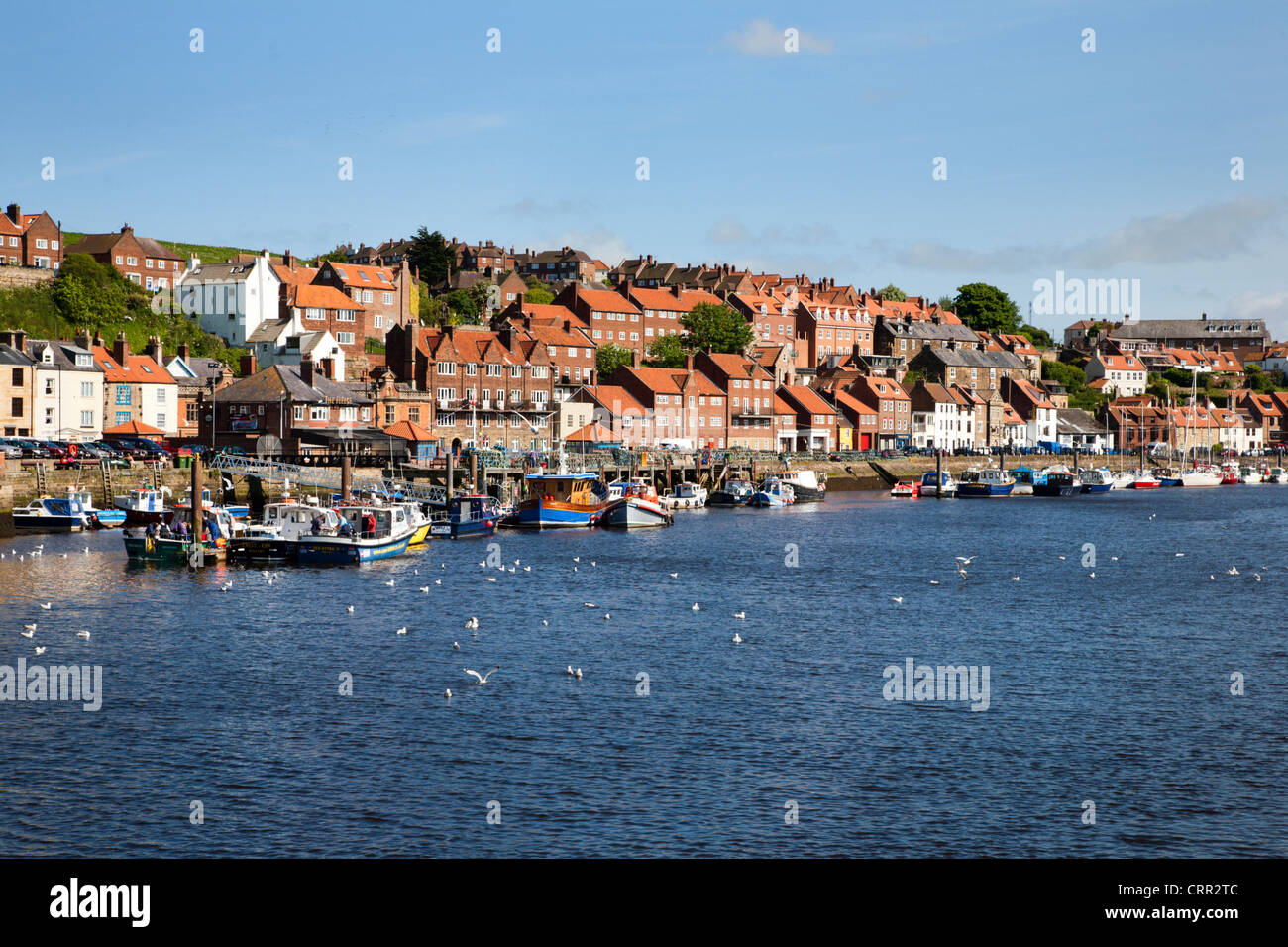 Boats in the Upper Harbour at Whitby North Yorkshire England Stock ...