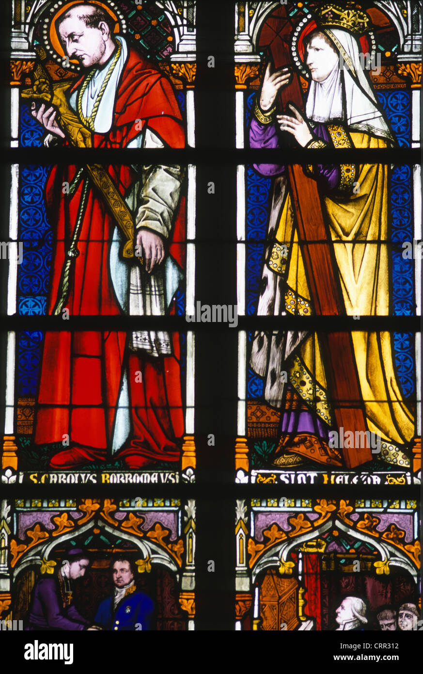 Belgium, Bruges, Basilica of the Holy Blood, stained glass window Stock ...