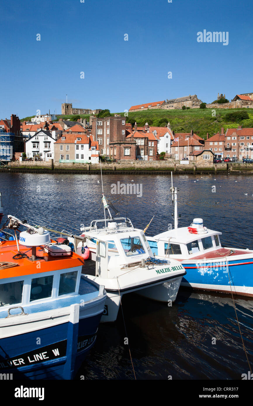 Fishing Boats in the Upper Harbour at Whitby North Yorkshire England ...
