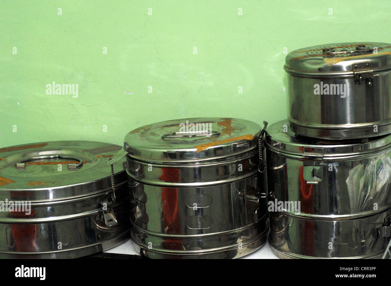 Metal storage containers used in surgical theatres for storing reusable ...